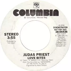 Judas Priest Love Bites Single Label - 300