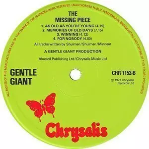 Gentle Giant The Missing Piece Record Label - 300