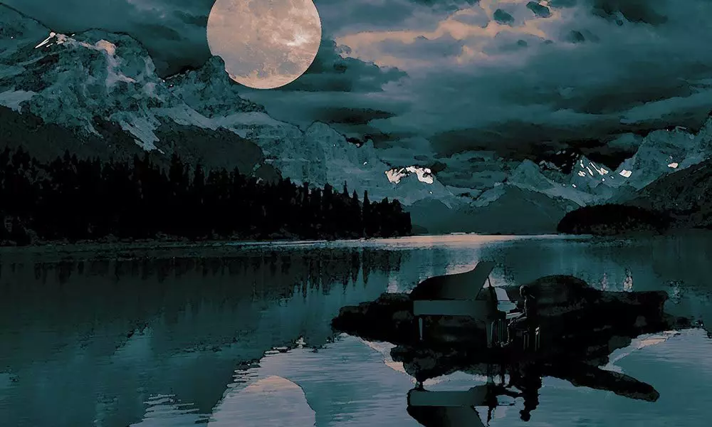Debussy Clair De Lune - piano i månskensbild