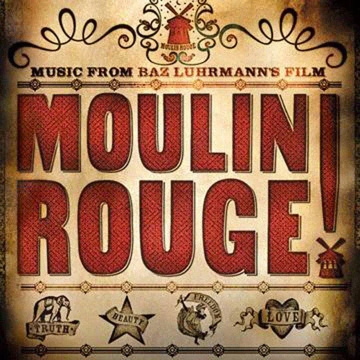 Dvojni vinilni prvenec za glasbo Moulin Rouge Baza Luhrmanna