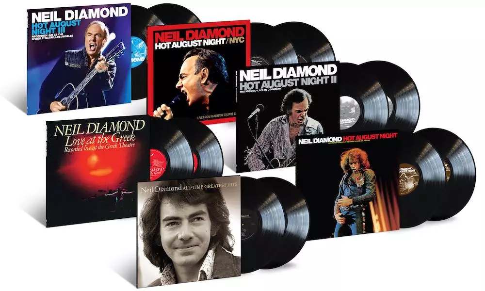 Os cinco álbums "Hot August Night" de Neil Diamond para reedicións de 2LP en vinilo